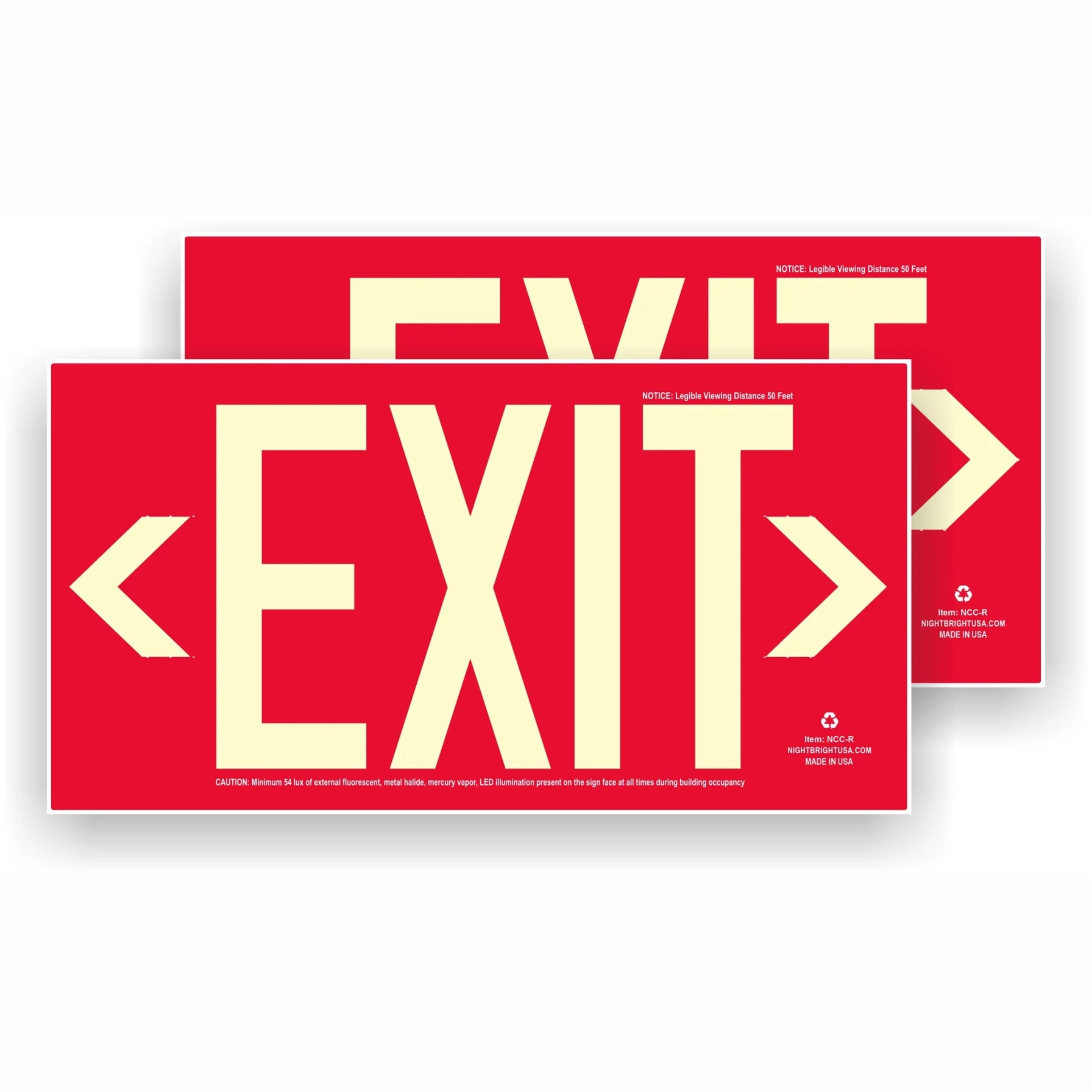 Photoluminescent Exit Signs | Pack of 2 | OSHA-ASTM-ANSI American Stan ...