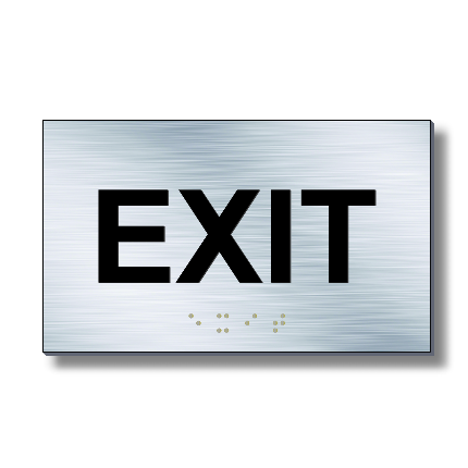 ADA Tactile Exit Sign Aluminum Panel Raised Letters and Braille (5" x ...