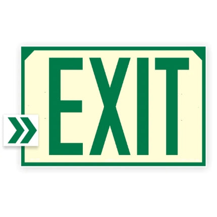 OSHA Photoluminescent Exit Sign (Green) UV Inks on Aluminum 12" x 7.5 ...