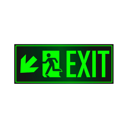 Low Proximity Photoluminescent Exit Sign Running Man (Left Down Arrow ...