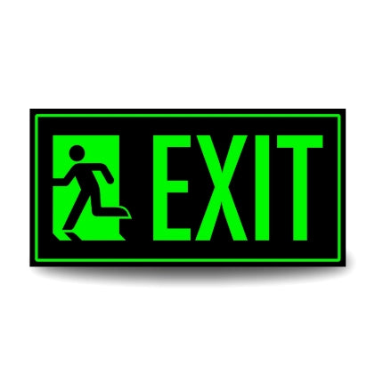 Low Proximity Photoluminescent Mini Exit Sign (Left) 12" x 6". Aluminu ...