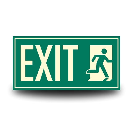 Low Proximity Photoluminescent Mini Exit Sign (Right) 12" x 6". Alumin ...