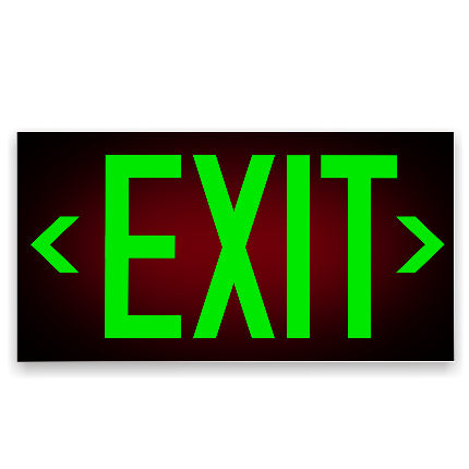 Photoluminescent Exit Sign Red - Aluminum Code Approved UL 924 / IBC ...